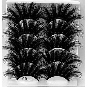 HBZGTLAD NEW 5Pair Fluffy Lashes 25mm 3d Mink Lashes Long Thick Natural False Eyelashes Lashes Vendors Makeup Mink Eyelashesa(5D83)