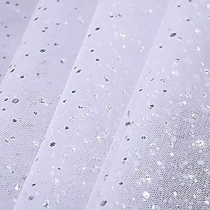 SHAYUAN 54" by 10 Yards Glitter Tulle Fabric Rolls for Wedding Birthday Party Baby Shower Decoration Tutu Tulle Bolt Ribbons DIY Sewing Crafts - White