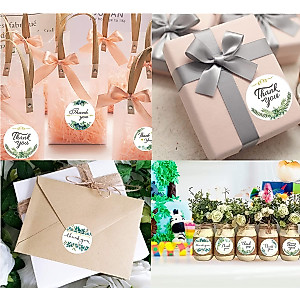 Storrianne Greenery Thank You Stickers - 1 Inch 8 Floral Frames Design 500 Labels for Small Bussiness,Wedding Favors，Birthday Party Favors,Envelope Seals