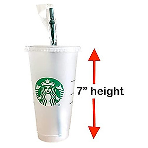 Starbucks 2 Pack Reusable Venti Frosted Cold Cup With Lid and Green Straw w/Stopper, 24 fl.oz.