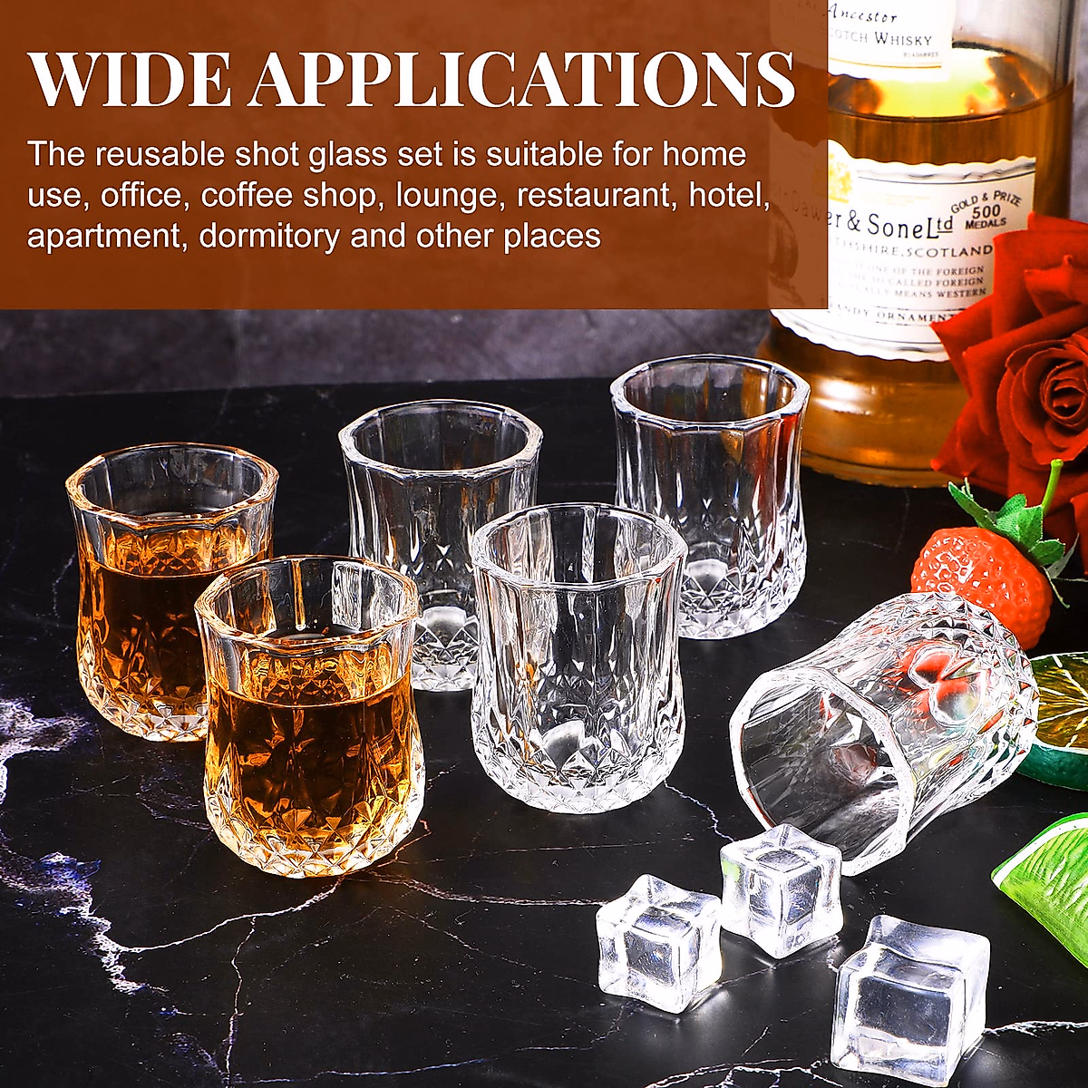 Meanplan 1.7oz Mini Shot Glasses Set Tasting Glasses Heavy Base Clear Shot Glass Cute Cordial Glasses Mini Wine Glasses for Serving Whiskey, Wine, Juice (24 Pieces)