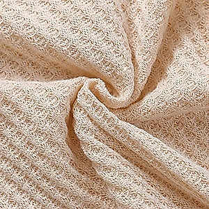 Twopumpkin Baby Girl Boy Coming Home Knotted Gown Unisex Newborn Infant Sleep Onesie Outfit Cute Baby Winter Pajamas (A Waffle Knit Cream,0-3 Months)