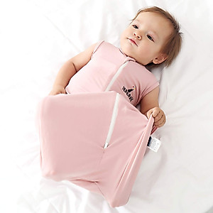 Jeroray Wearable Blanket-Stretchy Sleeping Bag,(12-18 Months) TOG 1.0,2-Pack,2 Way Zipper,Unisex,Elephant&Solid Dusty Rose,Large