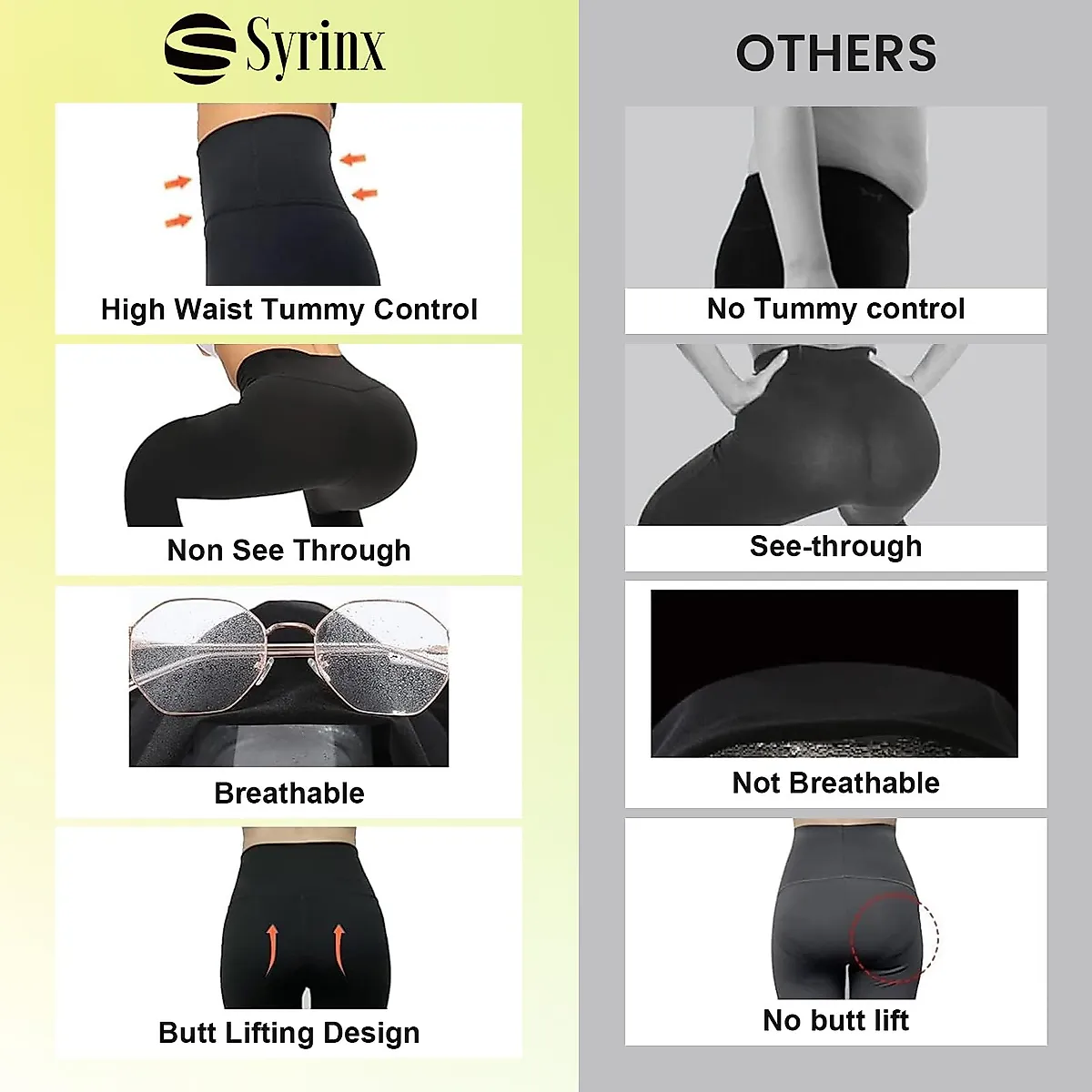 Syrinx 7 Pack Leggings for Women - High Waisted Tummy Control Soft Yoga Pants for Workout Running