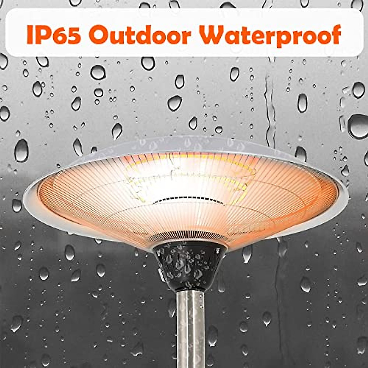 Kismile Patio Heater, 2 Heating Mode 750W/1500W & IP34 Waterproof, Tip-over Protection Freestanding, Electric Infrared Heater for Outdoor/Indoor Use, Ideal for Garage/Garden/Home, Outdoor Heater