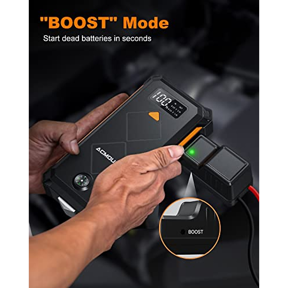 Battery Jump Starter 3000A, [Jump Start All in Seconds] 12V Portable, Compact Jump Starter Battery Pack Up to 10.0L Gas and 8.0L Diesel Engine for Car with LCD and LED Light