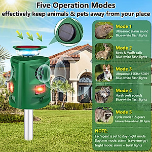 Solar Animal Repeller, 360°Ultrasonic Animal Repeller, Cat Repellent Outdoor, Dog Repellent, Motion Sensor & Flashing Light, Repel Dogs, Deer, Fox, Raccoon, Skunk, Rabbit, Squirrels, Coyote Deterrent
