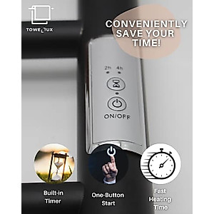 TOWELLUX Heated Towel Rack for Bathroom, Wall Mounted Hot Towel Warmer, Electric Wire Plug Drying Rack, Stainless Steel Towel Rack with Timer, 6 Bars Matte Black Brushed, Spa Accessories for Towels
