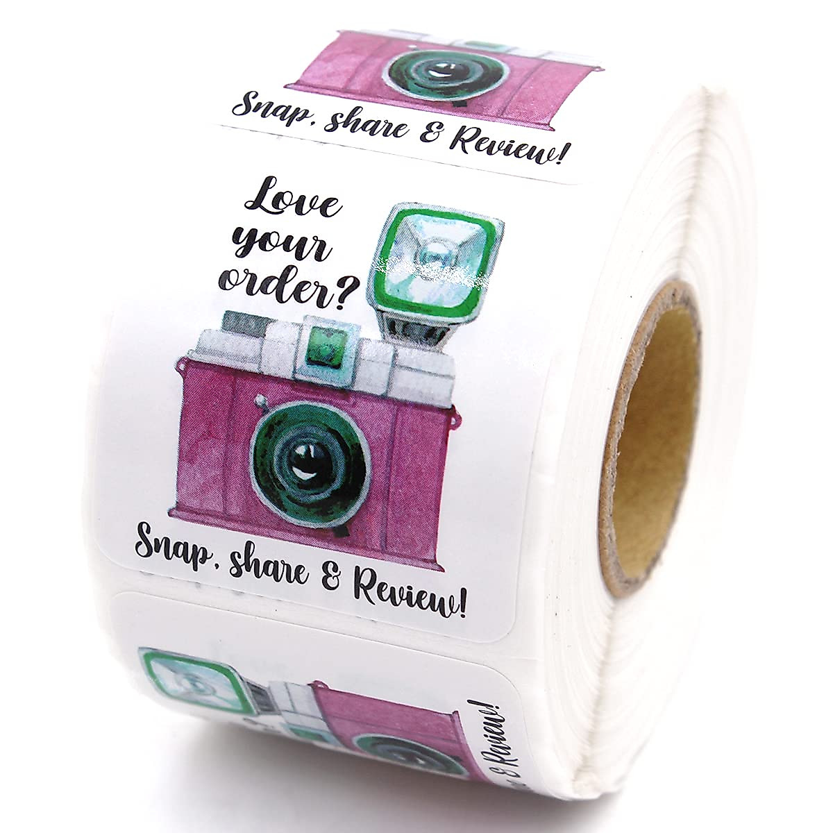 Muminglong 1.5 Inch Retro Camera Love Your Order Snap Share & Review Sticker,Thank You Sticker,Small Shop Sticker, Small Business, Handmade Sticker,Packaging Sticker, 500 PCS