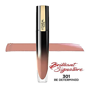 L'Oreal Paris Makeup Brilliant Signature Shiny Lip Stain, High Impact Glossy/Shiny Finish with a Lightweight Feel, Be Determined,  0.21 fl. oz.