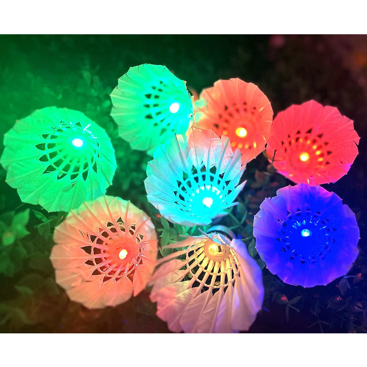 Inngree LED Badminton, [10 Pack] Colourful Shuttlecock Dark Night Goose Feather Glow Birdies Lighting Outdoor Indoor Sport Activities(10PCS)