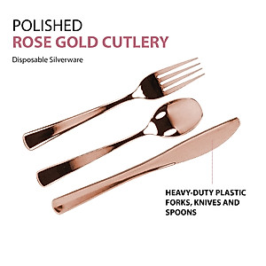 Plastic Cutlery Silverware Extra Heavyweight Disposable Flatware, Full Size Cutlery Combo, 32 Forks, 32 Knifes, 32 Spoons, Value Pack 96 Count