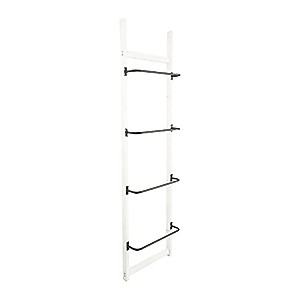 Creative Co-Op Wood Rack with 4 Metal Bars Wall Shelves, Cream