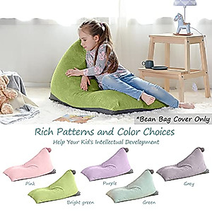 YuppieLife Stuffed Animal Storage Bean Bag Chair Cover for Kids, Zipper Storage Bean Bag Without Filling, Plush Toys Holder and Organizer - Premium Corduroy 200L (Bright Green)