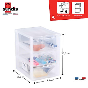 Sundis Orgamix Mini Storage Tower Plastic Clear/Silver, transparent, L25.5 x l.18,5 x H25,5cm