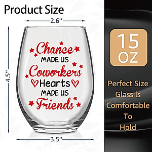 Pishovi Chance Made Us Coworkers Hearts Made Us Friends Wine Glass with Gift Box, Gift for Colleagues Leaving Employee Leaving Farewell Retirement Boss,Unique Gifts for Coworkers