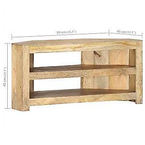 Corner TV Cabinet,TV Stand, Monitor Riser, Hi-Fi Cabinet, with 2 Open Shelves, 35.4"x17.7"x17.7" Solid Mango Wood