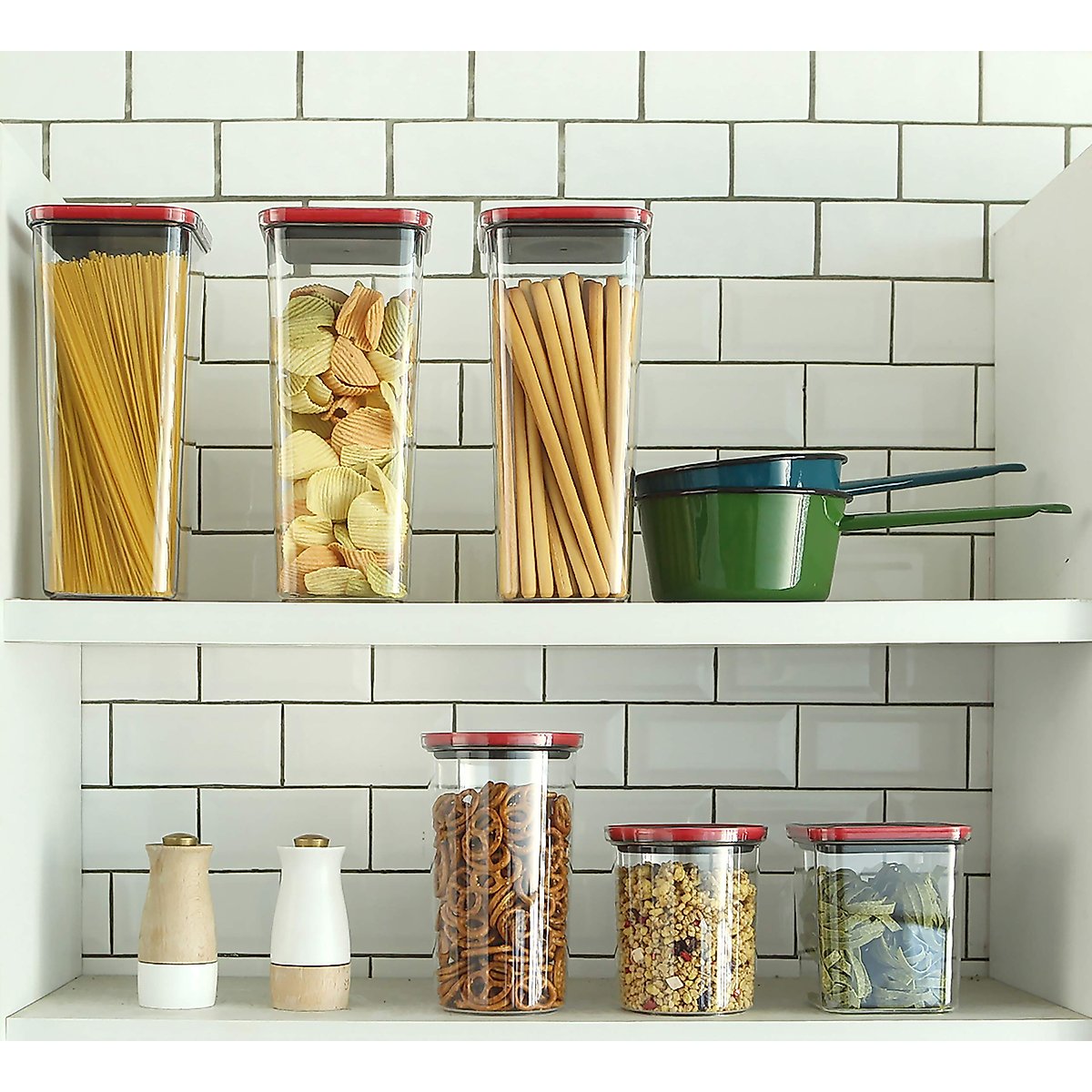 Neoflam Airtight Smart Seal Food Storage Container (Set of 3, Rectangle) | Crystal Clear Body | Modular, Stackable, Nestable Design | Easy to Clean, BPA Free (3.6 L, 121.7 oz)