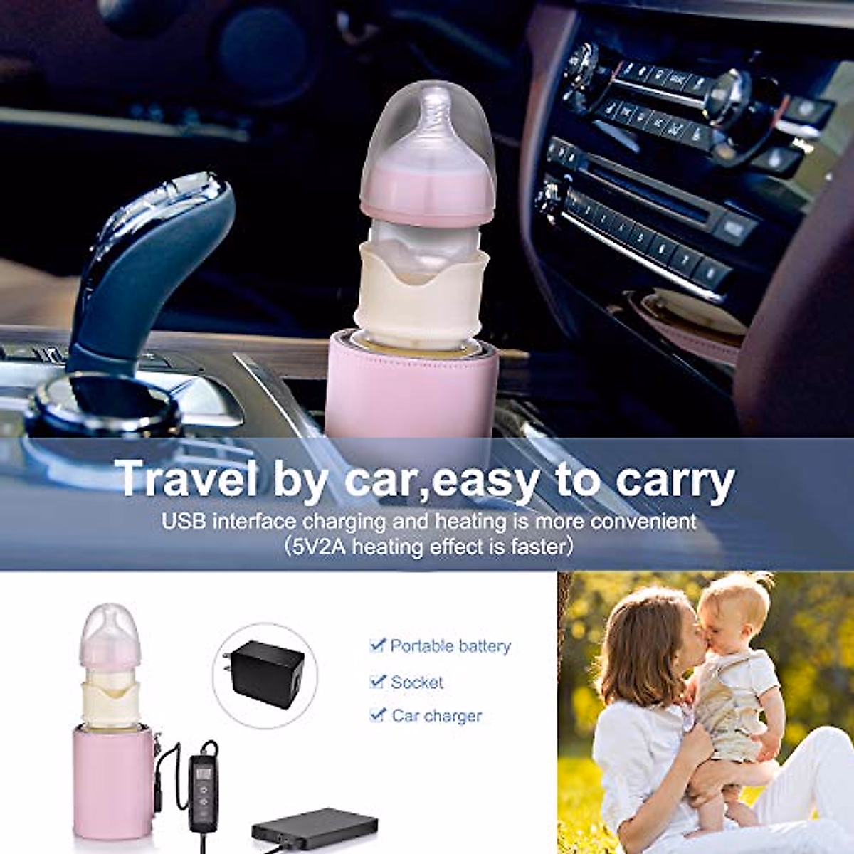 AIKEBAO Heating Constant Temperature Baby Glass bottles5oz,Portable/Formula Bottles/Automatic Mixing/Bottle for Formula/Baby Formula Bottle