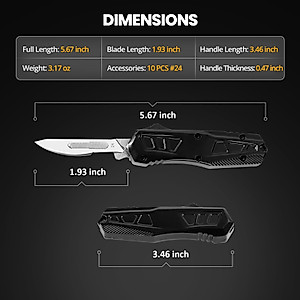 LYPOBALA Utility Knife, Retractable Box Cutter, Aluminum Alloy Shell Pocket knives, Small Scalpel Knife, EDC Knife, 10 Extra Carbon Steel Replacement Blades #24, Great Gift for Men Women