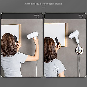 JARPSIRY 360° Adjustable Hands Free Hair Dryer Holder, Wall Mounted Blow Dryer Stand Rack with Cable Hanger, Flexible Lazy Hair Dryer Holder Bathroom Organizer