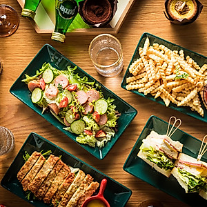 Gomakren Serving Platter for Party Serving Dishes and Platters Christmas Serving Trays for Entertaining 10 inch Set of 2 Porcelain Sushi Taco Turkey Salad Appetizer Chips Dip Plate Green