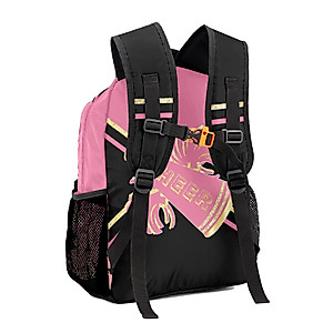 BigBigift Personalized Cheer Pink Black Cheerleaders Waterproof Backpack with Name Text for Women Men Gift, 12.2(L)x5.9(W)x16.5(H)inch