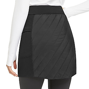 FitsT4 Sports Women's Puffer Skirts Lightweight Quilted Sport Skorts Insulated Warm Snow Skirts Hiking Running Golf Black Size L