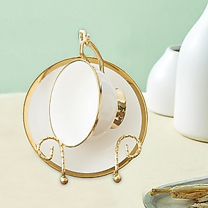 IEUDNS Tea Cup and Saucer Display Stand, Teacup Easel Twist Wire Coffee Mug Organizer, Tea Cup Holder Display for Coffee Mug Plate