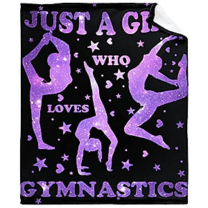 ARTBLANKET Just A Girl Who Loves Gymnastics Blanket for Fall Winter Spring All Season Warm Fuzzy 50x40 in for Small Kids/Child Microplush Fleece Summer Autumn Blankets for Couch Bed Sofa