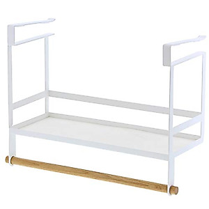 Yamazaki Home Undershelf Shelf Spice Rack-Kitchen Storage, Cabinet Organizer | Plastic + Wood, One Size, White