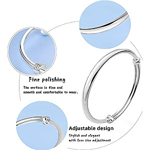 Sterling Silver Bangle Bracelets for Women,Fashion Jewelry Simple Adjustable 925 Silver Cuff Bangles for Women Mom Wife Valentine Mothers Day Gift
