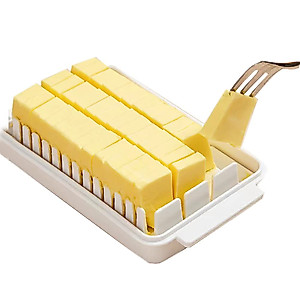 Plastic butter dish with lid,Butter Keeper for Refrigerator,clear butter dish with calibration for Cutting the same size
