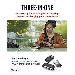 Poly Sync 20 USB-A Personal Portable Smart Speakerphone (Plantronics) - Connect to Mobile via Bluetooth, PC/Mac via Included USB-A Cable - Noise/Echo Reduction - Works w/Teams, Zoom - Amazon Exclusive