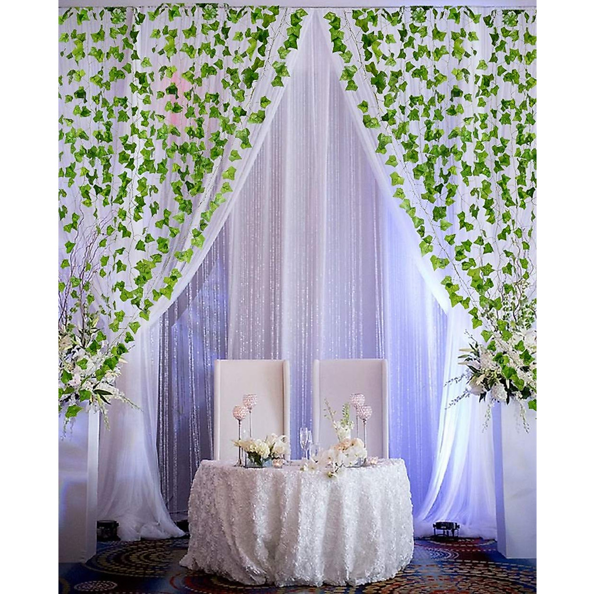 ZWYOQI 168 feet Artificial Vines Greenery Garland Fake Hanging Leaves Faux Foliage Plants for Wedding Party Garden Home Kitchen Office Wall Decorations (Watermelon/24 Strands)