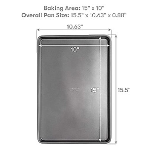Cooking Light Heavy Duty Nonstick Bakeware Carbon Steel Baking Sheet or Cookie Sheet with Quick Release Coating, Manufactured without PFOA, Dishwasher Safe, Oven Safe, 15-Inch x 10-Inch, Gray