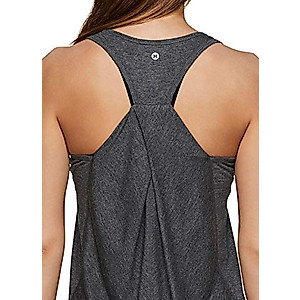 RBX Active Women's Flowy Yoga Workout Super Soft Twist Back Tank Top Tunic Charcoal S21 M