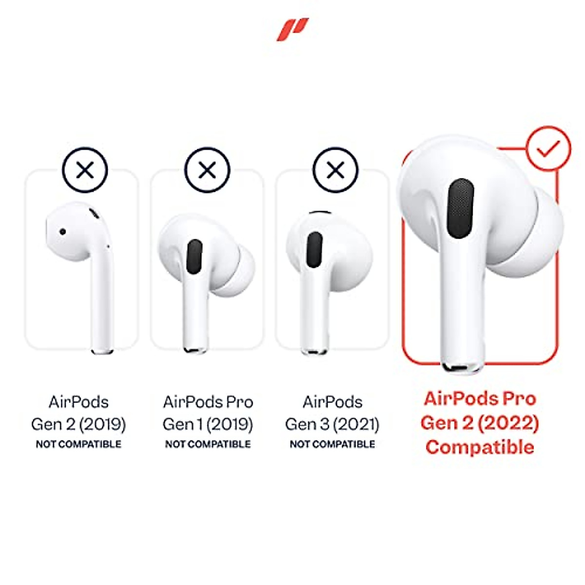 Proof Labs 4 Pairs for AirPods Pro 2 Ear Hooks Covers [Added Storage Pouch] Accessories Compatible with Apple AirPods Pro Generation 2 (White)