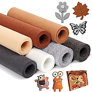 ZAIONE Felt Fabric Sheets Bundle: Stiff 7 Rolls 8x35 Inch Assorted Color Non-Woven Acrylic Craft Fabric for DIY Craftwork Sewing Patchwork Material (Grey Brown Series)