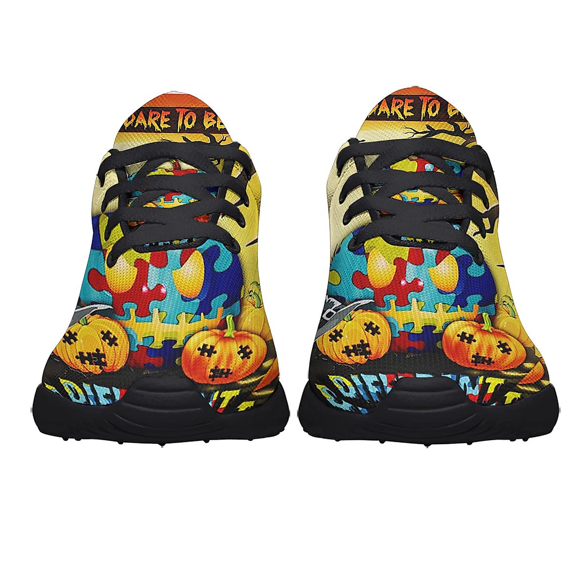 Dare to Be Different Autism Awareness Halloween Shoes for Men Women Running Sneakers Breathable Casual Sport Tennis Shoes Gift for Him Her Black Size 11