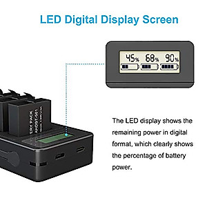 TOMSHEIR Batteries (3-Pack) 1800mAh and USB LED Charger for Gopro Hero 8/7/6/5 for GoPro Hero 8 Black, Hero 7 Black, Hero 6 Black, Hero 5 Black(Fully Compatible with Official)