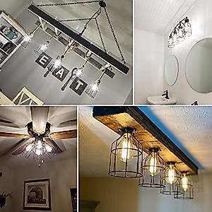 Kohree Metal Bulb Guard Lamp Cage, for Pendant Light, 32-42mm Lamp Base, Ceiling Fan Light Bulb Covers Vintage Open Style Industrial Grade Adjustable 4 Packs(Cage ONLY)