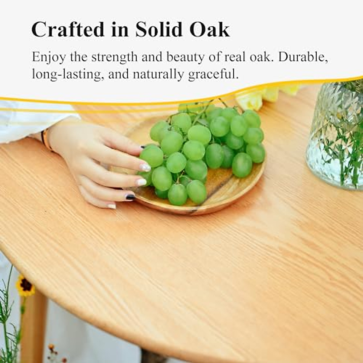 Cttasty Dining Table, Solid Wood Small Modern Round Dining Room Table with Oak Finish for 2, Small Dining Table 31.5 L x 31.5 W x 29.5 H in Inches (Natural)