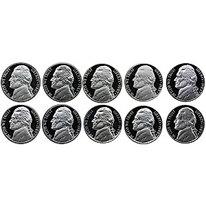 1980-1989 S Jefferson Nickel Gem Proof Run 10 Coins US Mint Decade Lot Complete 1980's Set