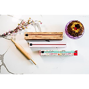 ChicWrap Rose Marble Parchment Paper Dispenser - Includes 15"x 33" (42 Sq. Ft) Roll of Unbleached Baking, Cooking & Culinary Paper - Reusable Dispenser w/Slide Cutter - Ideal Dispenser & Saves Money