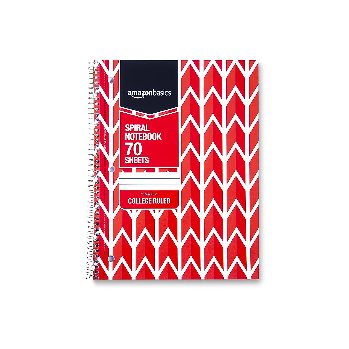 Amazon Basics College Ruled Wirebound Spiral Notebook, 70 Sheet - 5-Pack, Assorted Sunburst Pattern Colors