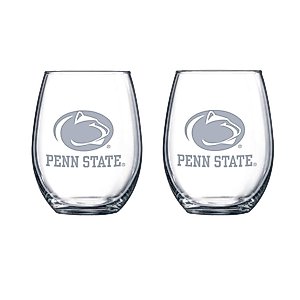 RFSJ Penn State Nittany Lions Etched Satin Frost Logo Wine or Beverage Glass Set of 2