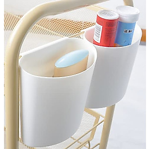 4Pcs Hanging Cup Holder,Hanging Bins,Rolling Cart Accessories Utility cart Accessories,Hanging Flower Pots,Storage Bucket,Pencil Holder for Office,Kitchen Wall Organizer Decor Black/Pink/Blue/White