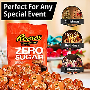 GEEOOLLAH - Zero Sugar Miniatures Chocolate Peanut Butter Cups 1lb - Unique Cups Candy Filled with Peanut Butter - Unique Cups Candy Filled with Peanut Butter - Must-Have Holiday Candy.