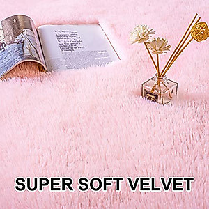 Merelax Soft Shaggy Rug for Kids Bedroom, Oval 2.6'x5.3' Pink Plush Fluffy Carpets for Living Room, Furry Carpet for Teen Girls Room, Anti-Skid Fuzzy Comfy Rug for Nursery Decor Cute Baby Play Mat